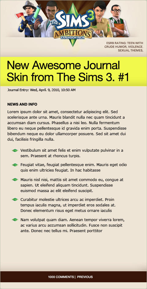 The Sims 3: Ambitions_Skin 1 by bionikdesign on DeviantArt
