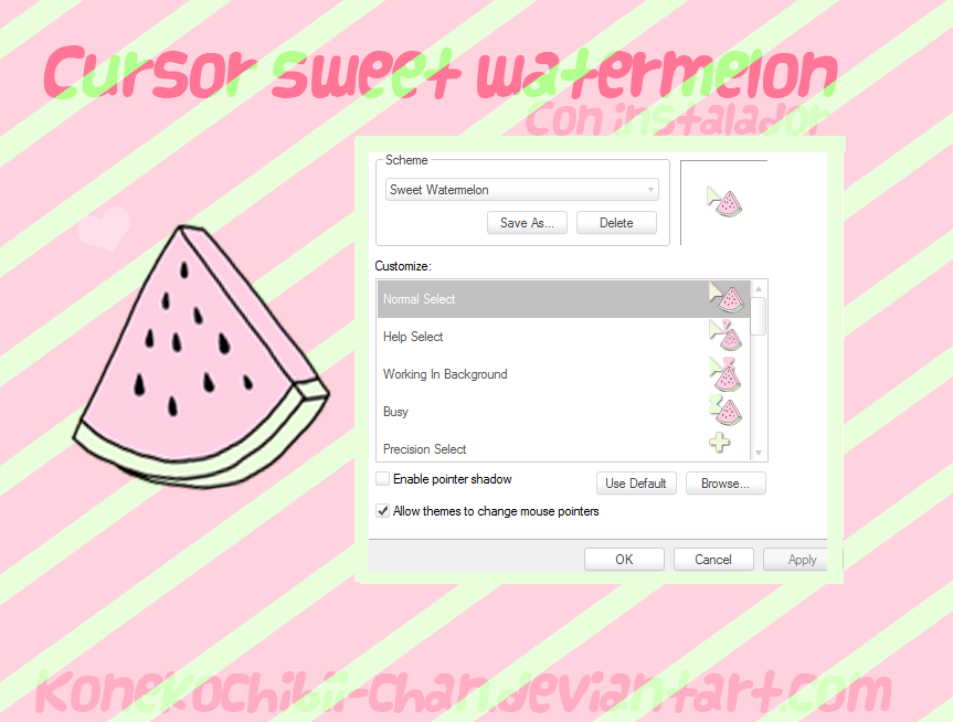 Cursor Sweet Watermelon (con instalador) by KonekoChibii-Chan on DeviantArt