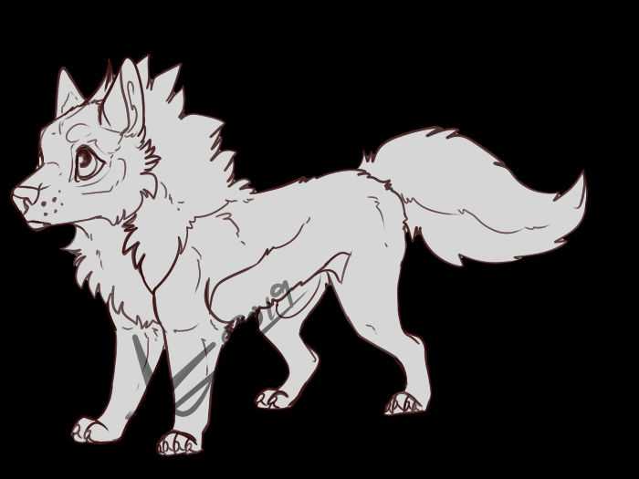 chibi wolf lineart