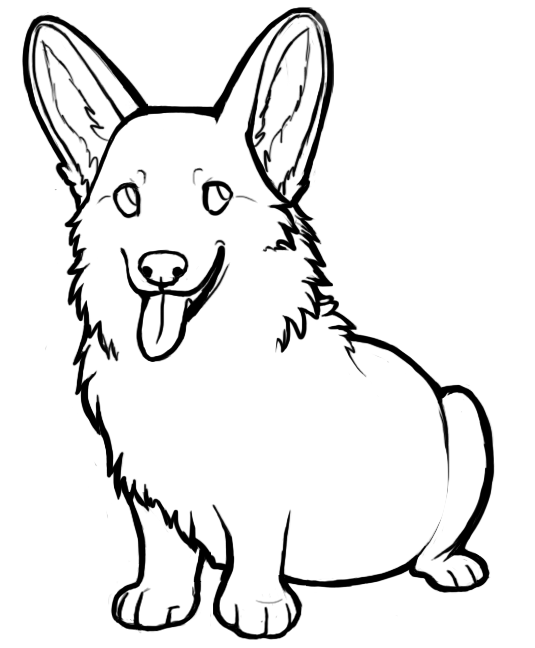 Corgi line art by Khamisu on DeviantArt