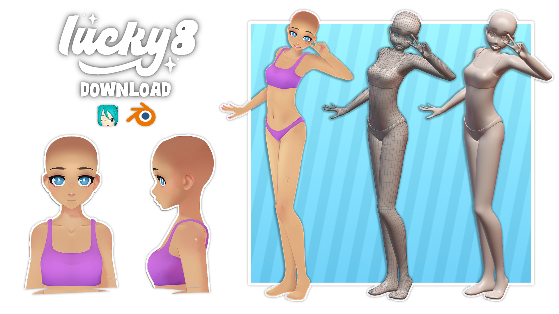 Lucky8 Model DOWNLOAD (MMD + Blender) by kakaiya on DeviantArt