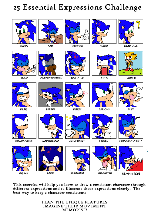 my sonic 25 essential expression challenge sheet by HyperSonic110 on ...