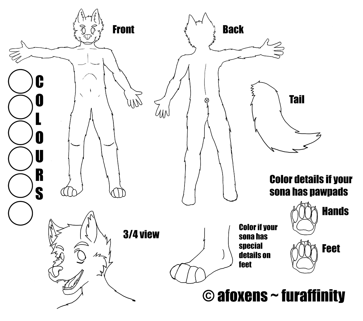 Blank Wolf Fursona Ref Sheet Thunderbird Wallpaper