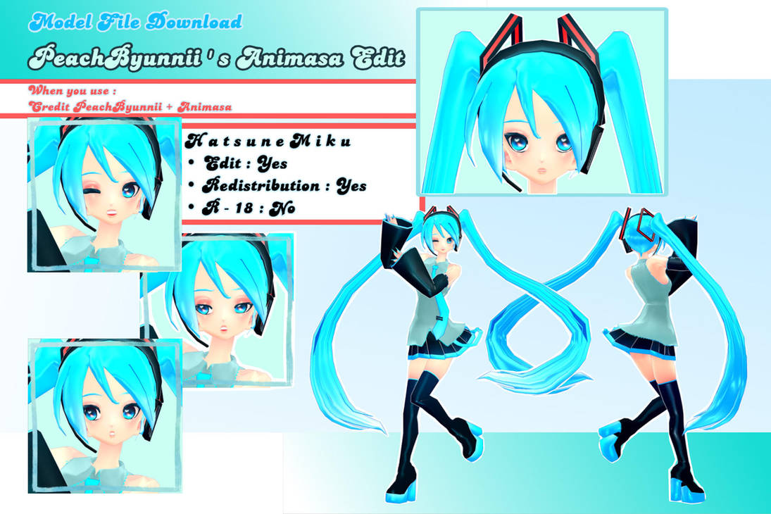 ~[ MMD DL ] PeachByunnii Animasa Hatsune Miku Edit by PeachByunnii on ...