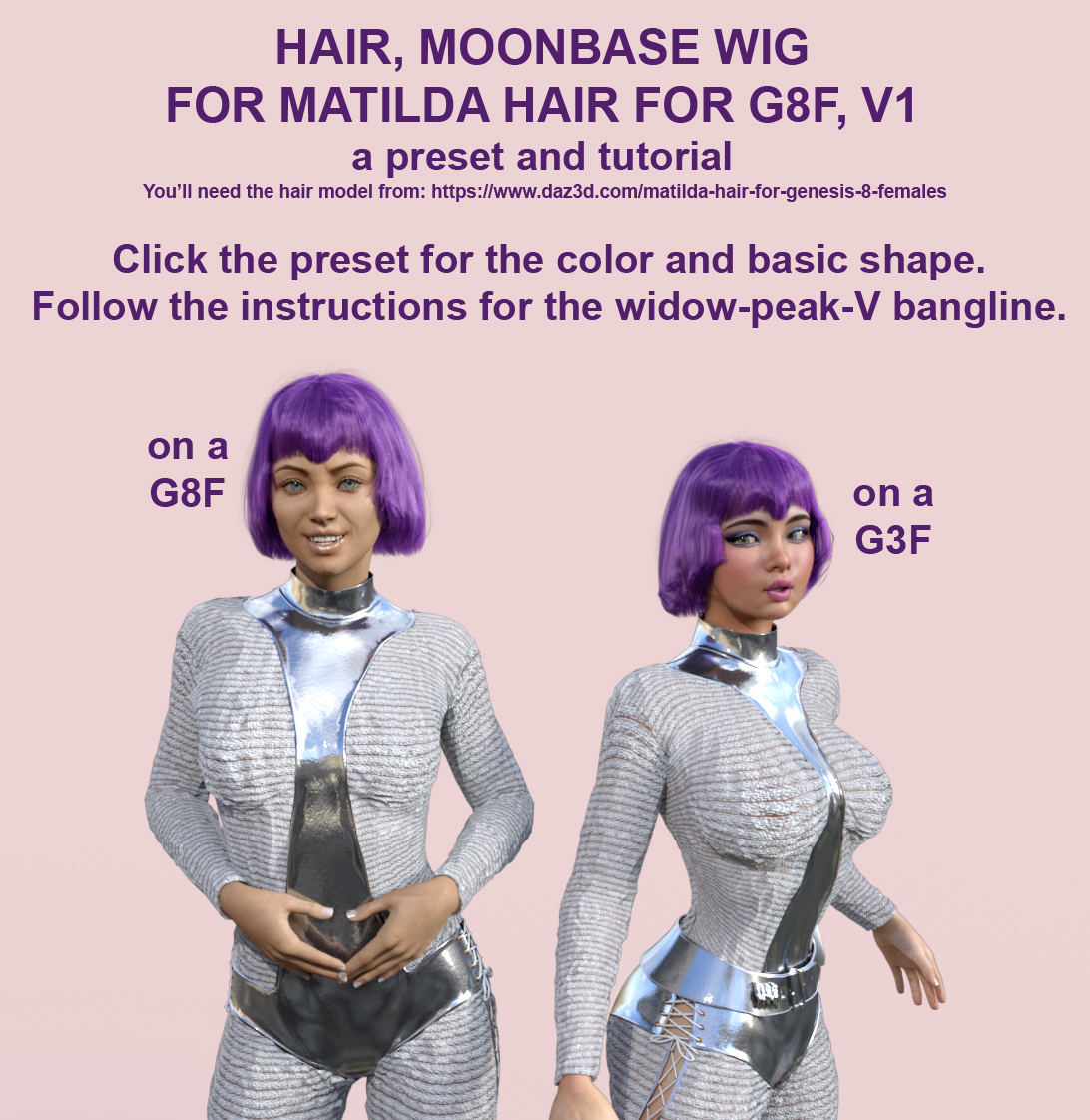 Hair, Moonbase Wig for Matilda Hair for G8F, V1 by luqu on DeviantArt