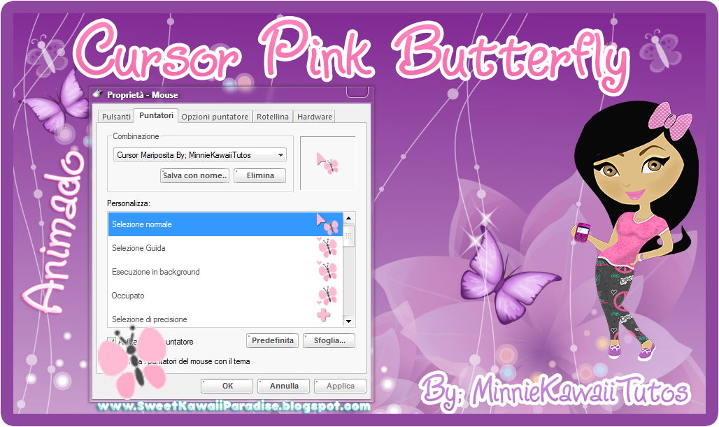 Pink Butterfly Cursor (Animado) by MinnieKawaiiTutos on DeviantArt