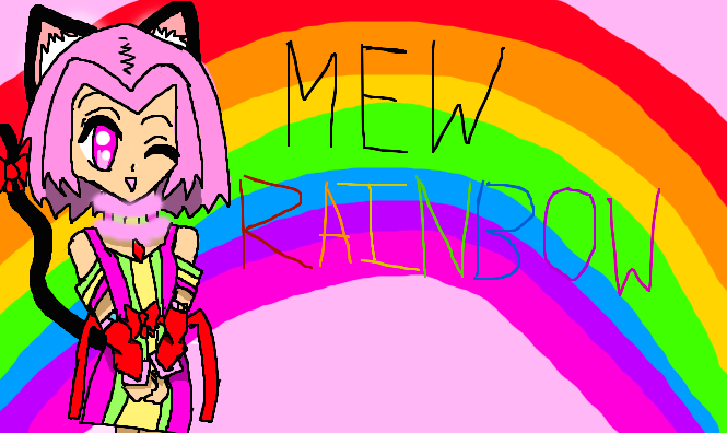 Mew rainbow fanart by MewMewRouge on DeviantArt