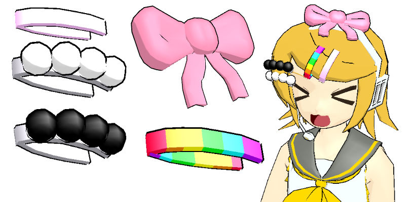 MMD-Mini hairclip set DL by Shioku-990 on DeviantArt