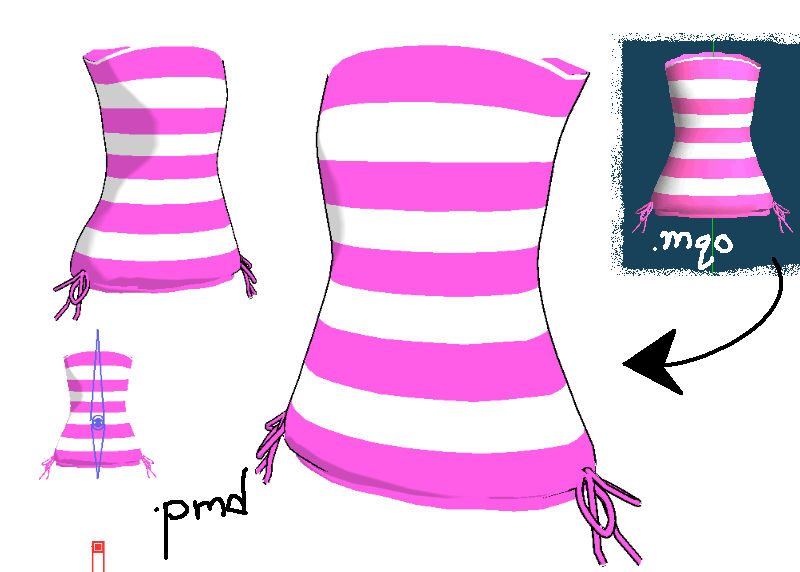Strapless striped top Download by Shioku-990 on DeviantArt