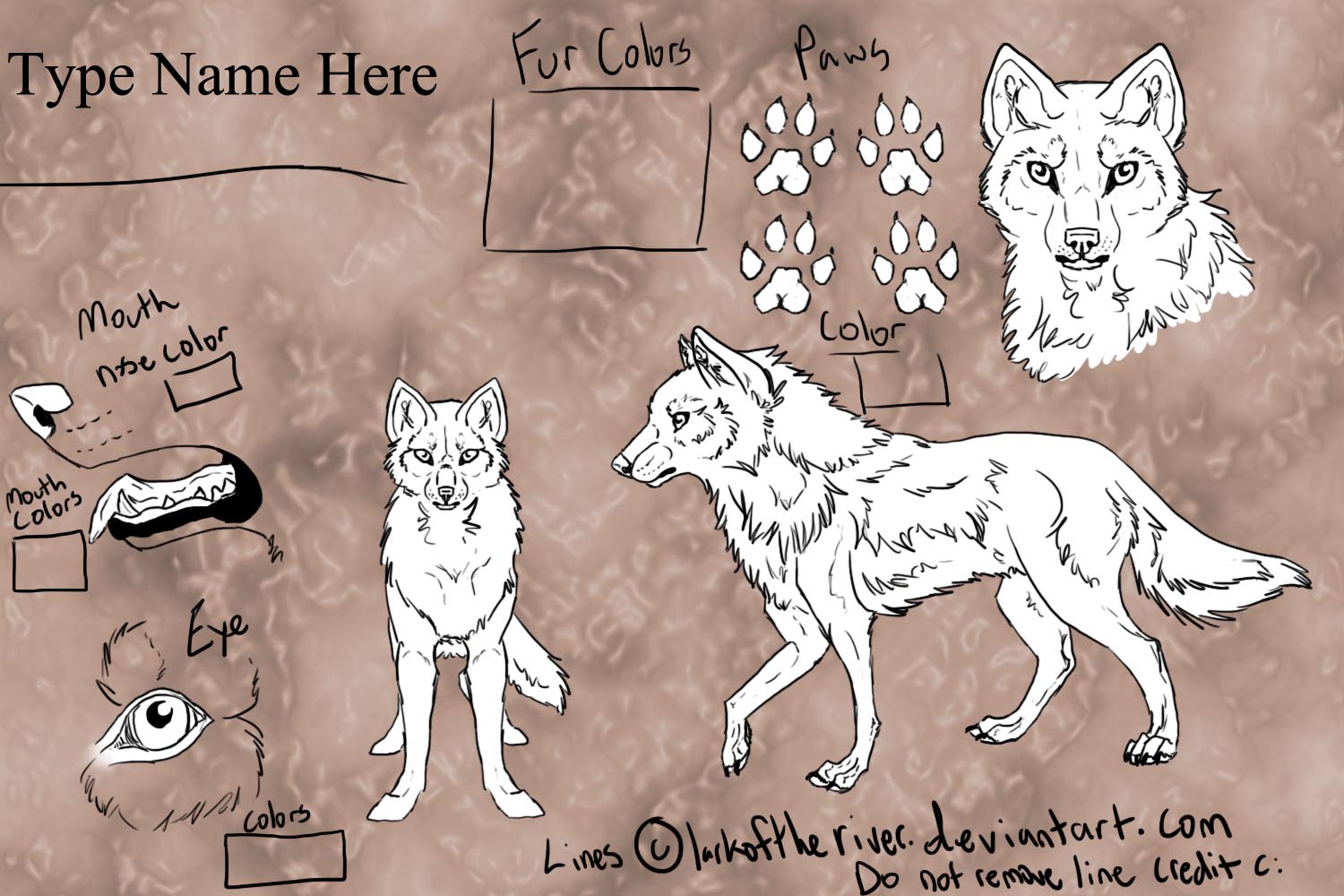 Wolf Character Sheet Lineart