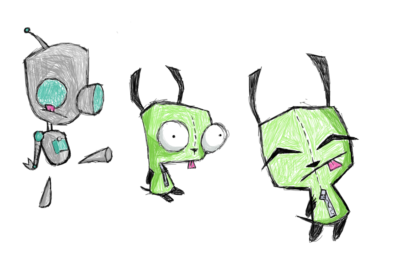 Gir Sketches - Invader Zim by MenaAthena on DeviantArt