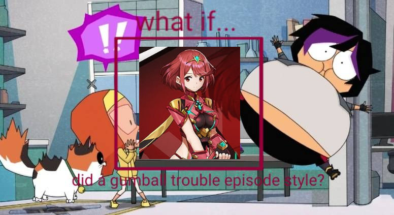 What if Pyra did a gumball trouble by Solosergiohd1 on DeviantArt