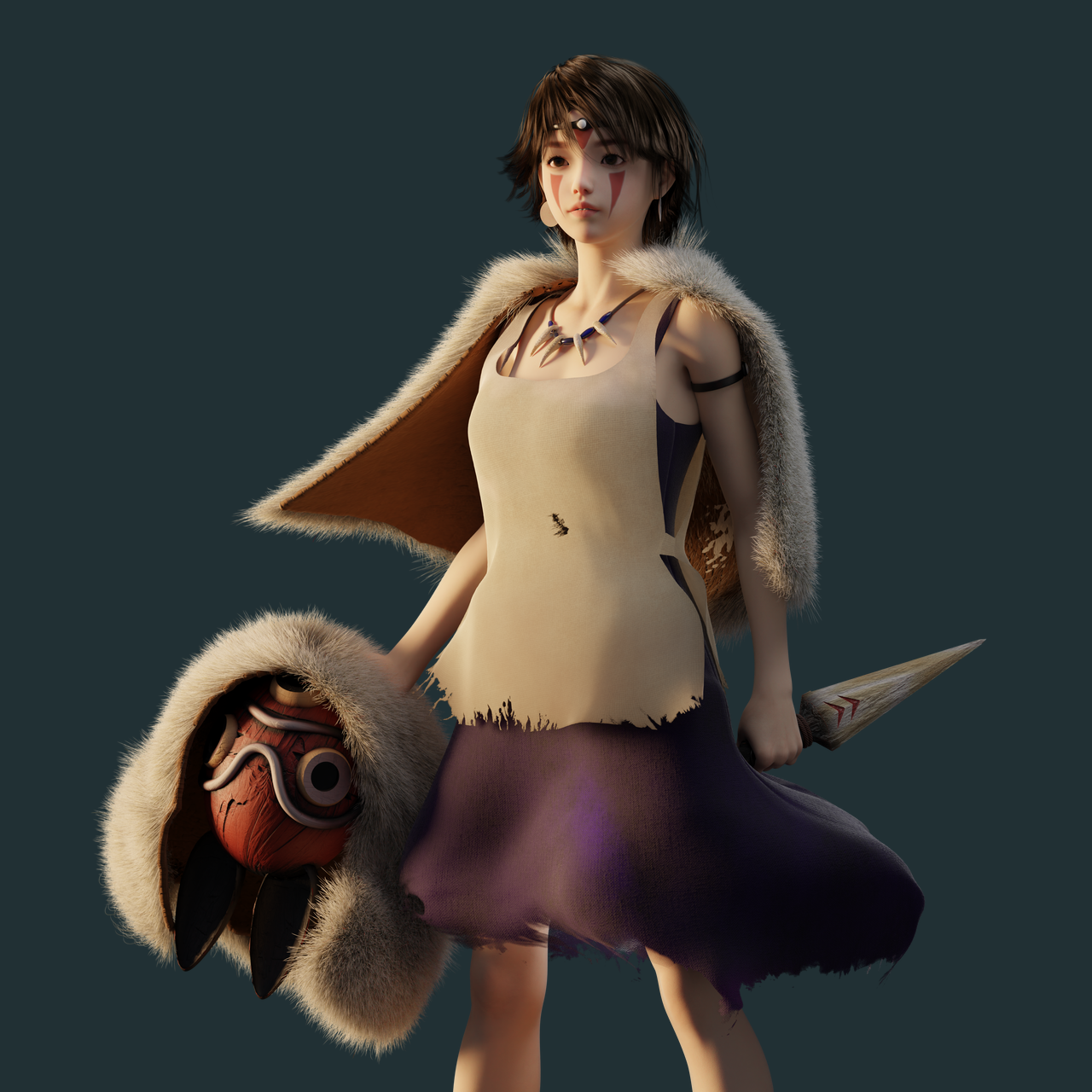 Princess Mononoke 3D Render by MagesOfMadness on DeviantArt