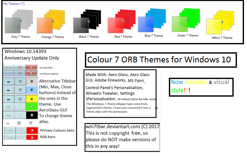 Colour 7 ORB Themes for Windows 10 [UPDATED] by WIN7TBAR on DeviantArt