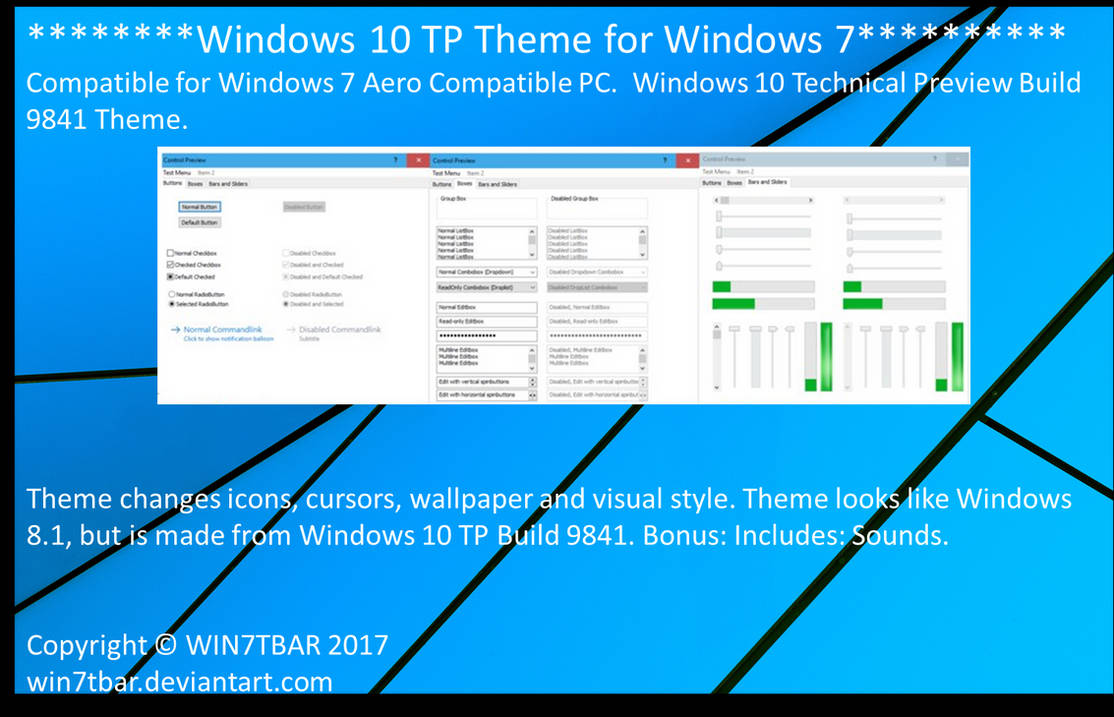 Windows 10 TP Theme for Windows 7 by WIN7TBAR on DeviantArt