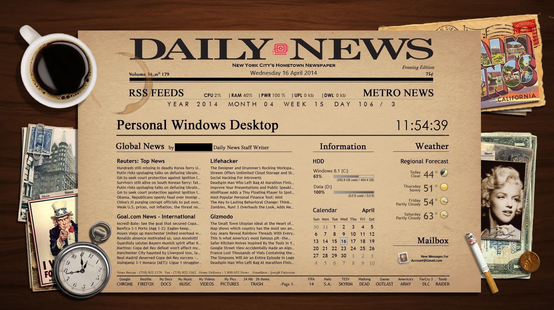 Newspaper Rainmeter Theme by DYIDDO on DeviantArt