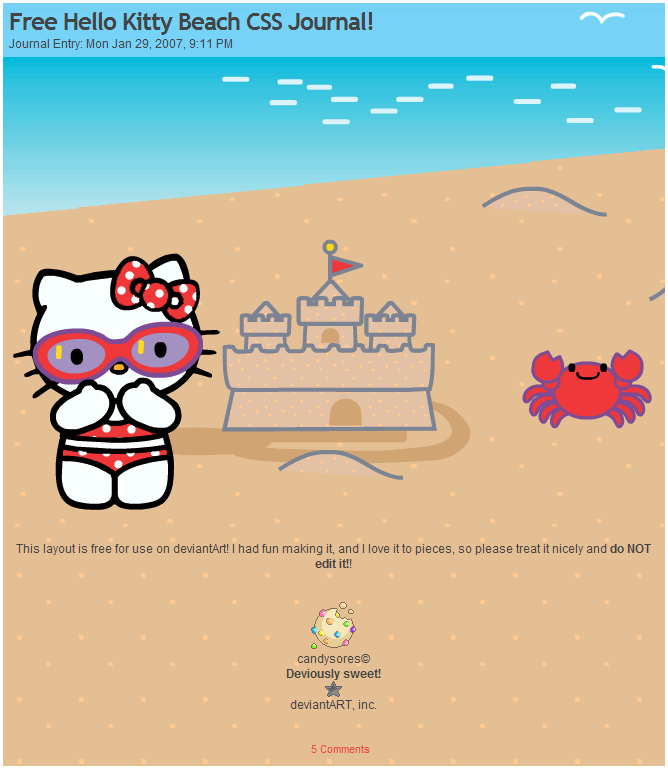 Hello Kitty Beach CSS Journal by candysores on DeviantArt