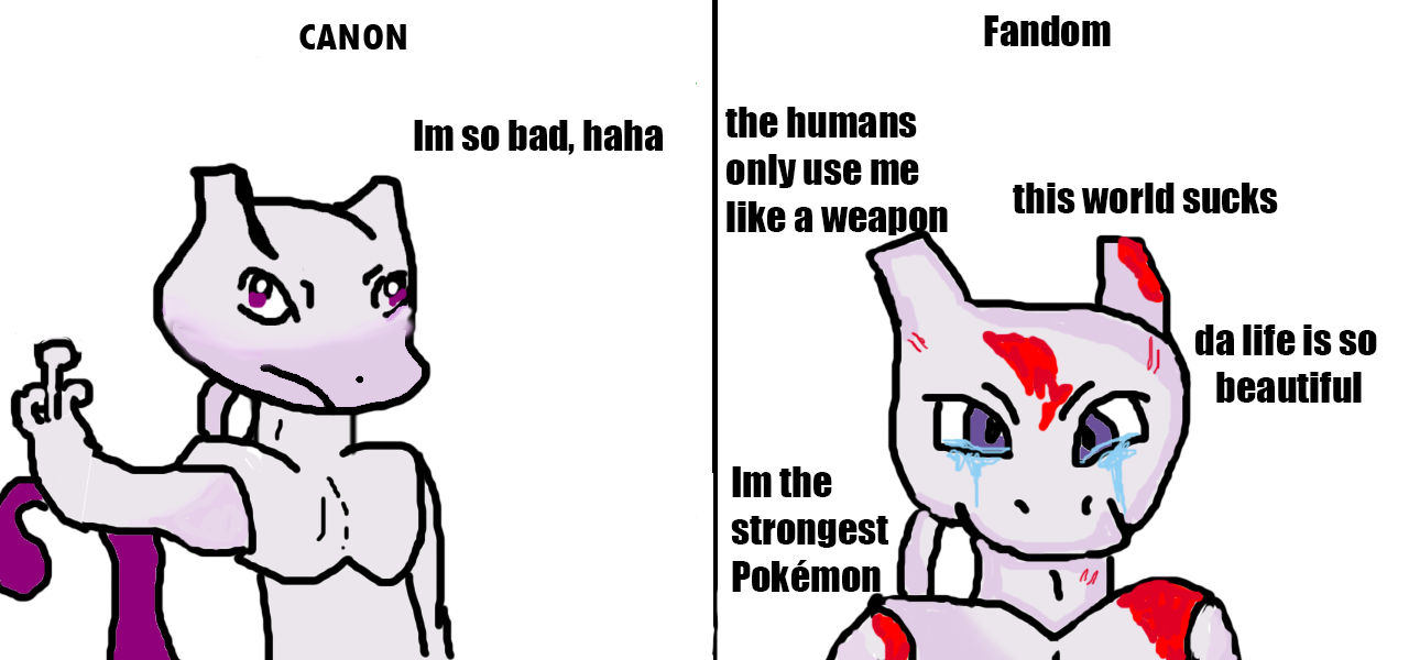 Canon vs Fandom : Mewtwo by ArevaloPicasso on DeviantArt
