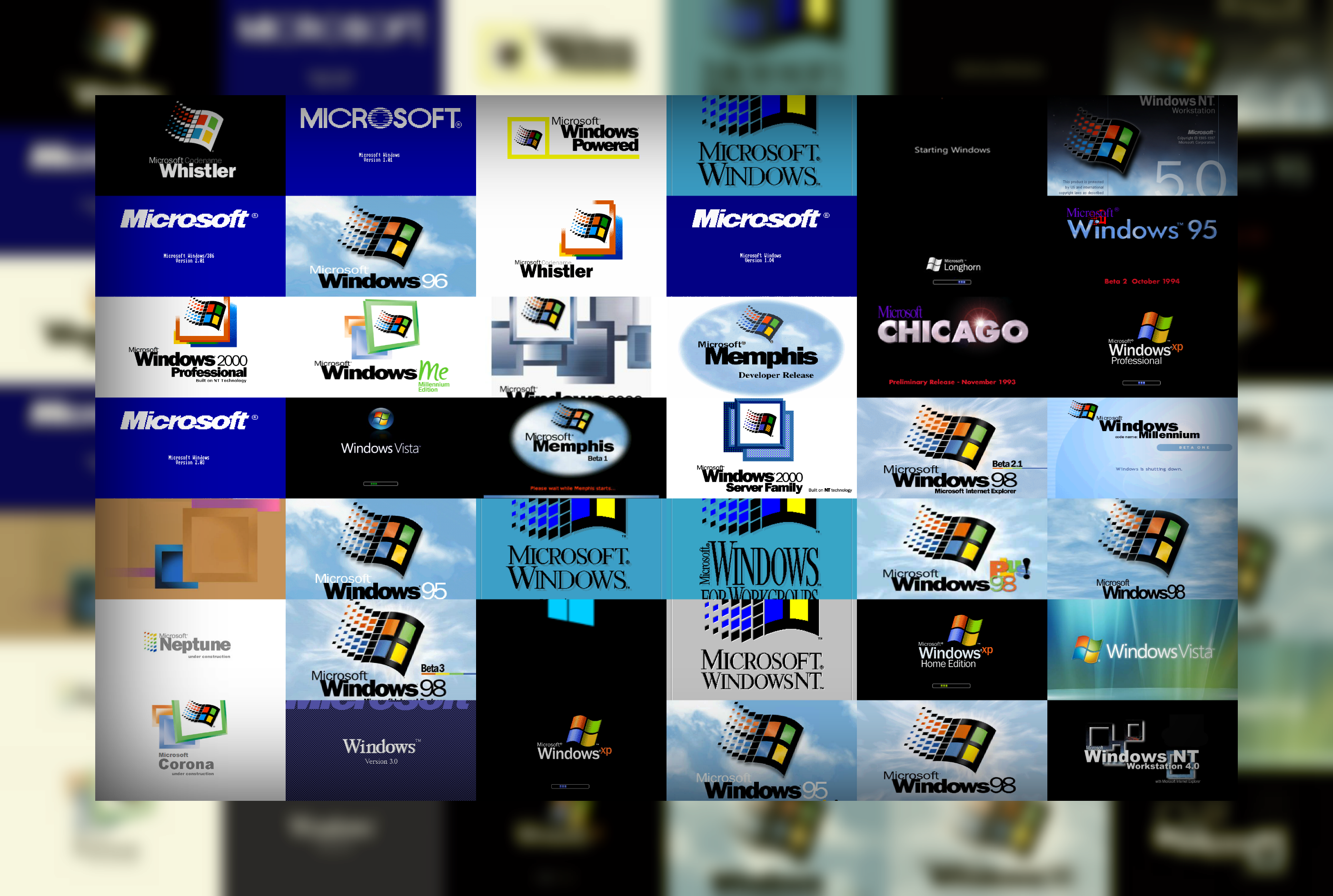 All of the windows bootscreens by n766 on DeviantArt
