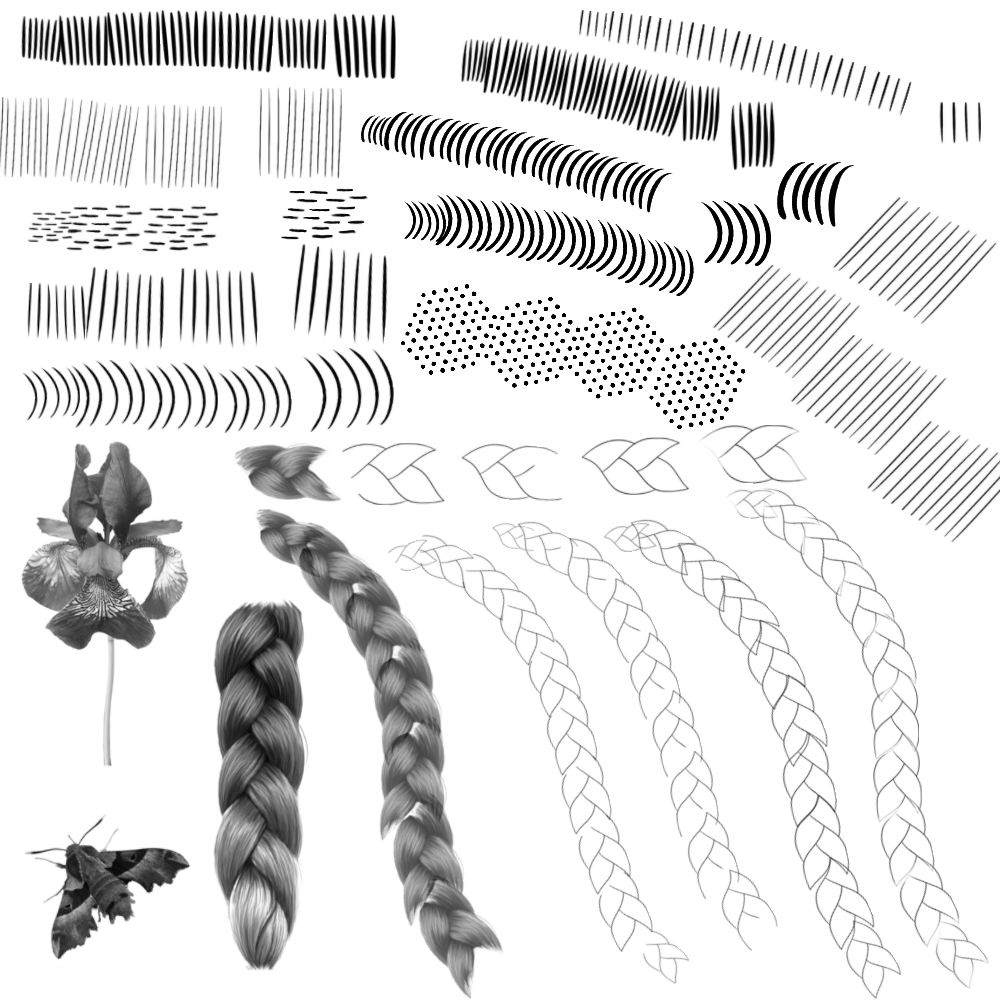 Hatching Braids Moth and Iris Photoshop brushes by AnkeLive on DeviantArt