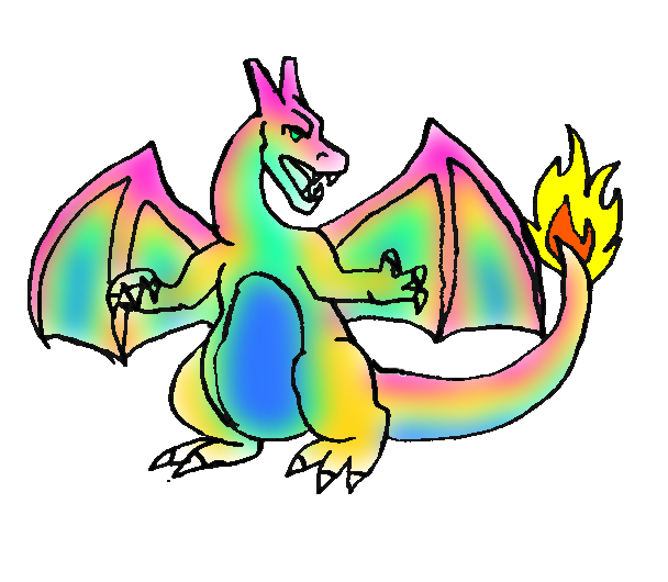 rainbow charizard 2 by neonchrysocyon on DeviantArt