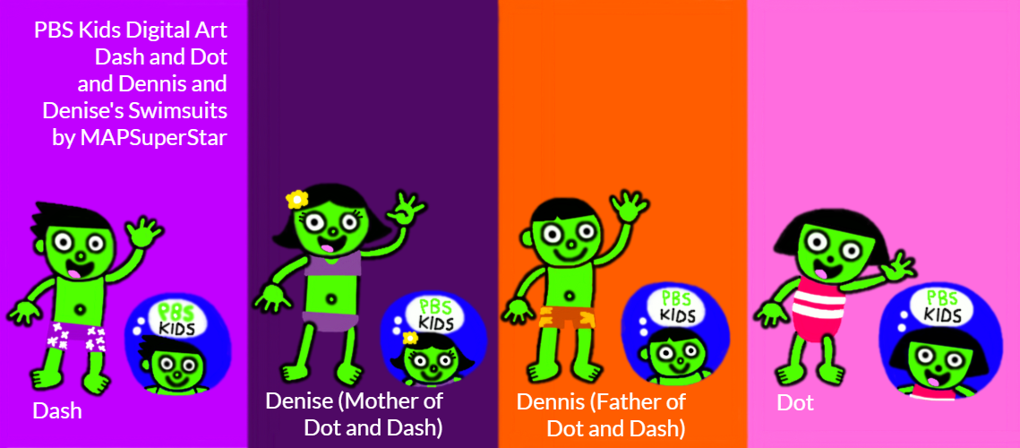 PBSK DA: Dash, Dot, Denise and Dennis Swimsuits by MAPSuperStar on DeviantArt