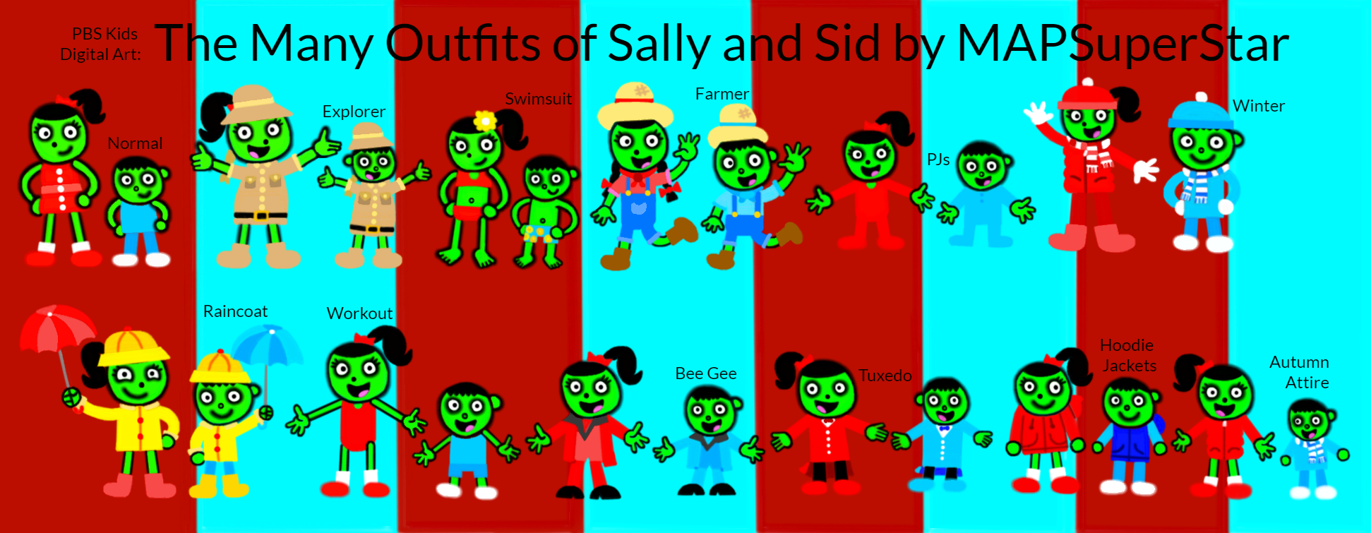 PBSK Digital Art: Many outfits of Sally and Sid by MAPSuperStar on DeviantArt