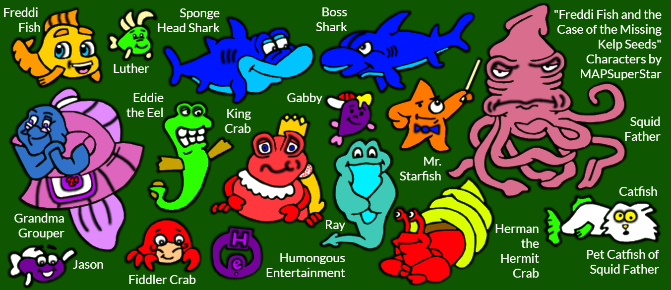 Freddi Fish 1 Characters Drawings by MAPSuperStar by MAPSuperStar on ...