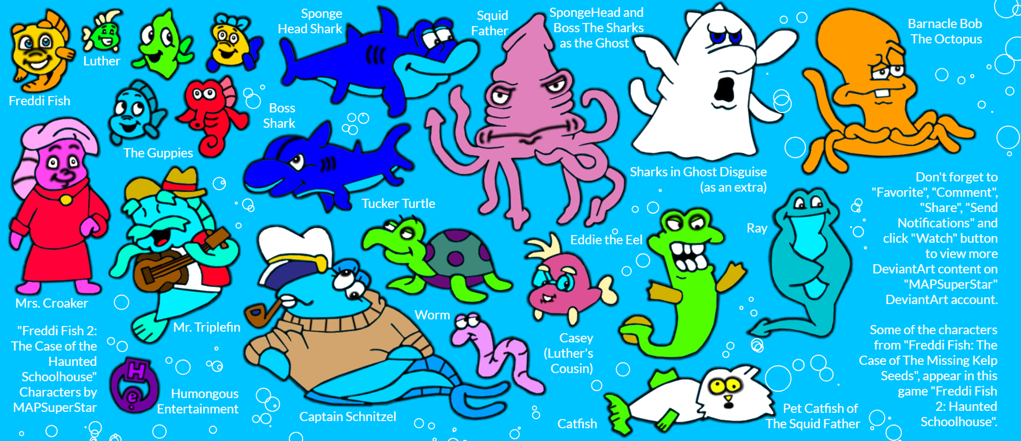 Freddi Fish 2 Characters Drawings by MAPSuperStar by MAPSuperStar on ...