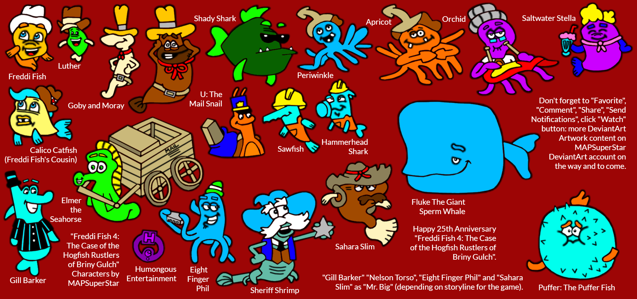 Freddi Fish 4 Characters Drawings by MAPSuperStar by MAPSuperStar on ...