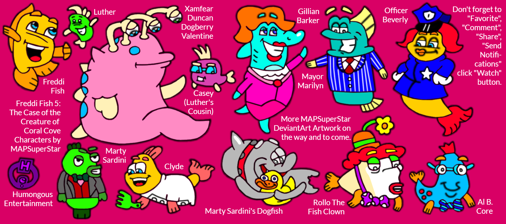 Freddi Fish 5 Characters Drawings by MAPSuperStar by MAPSuperStar on ...