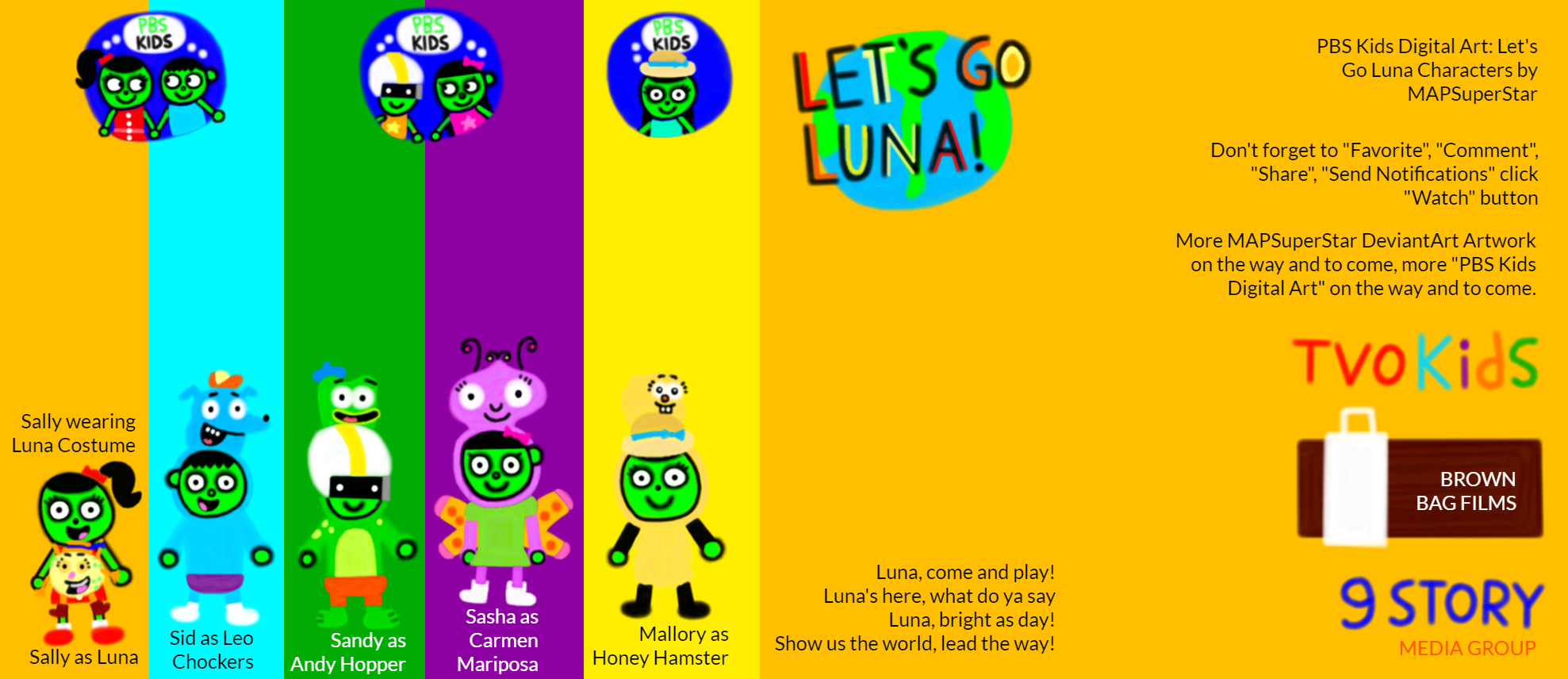 PBS Kids Digital Art: Let's Go Luna Characters by MAPSuperStar on ...