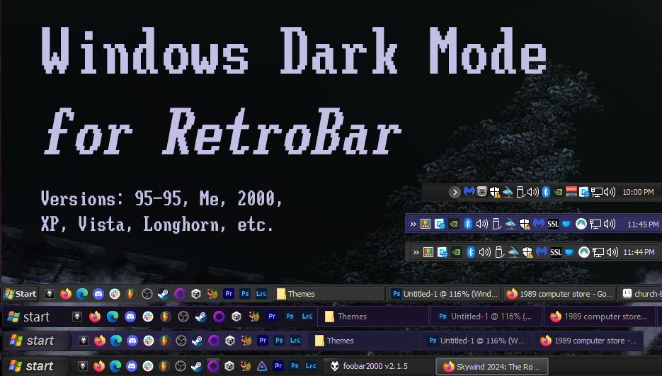 RetroBar Dark Modes (Windows 95, 2000, XP, Etc.) by madhale on DeviantArt