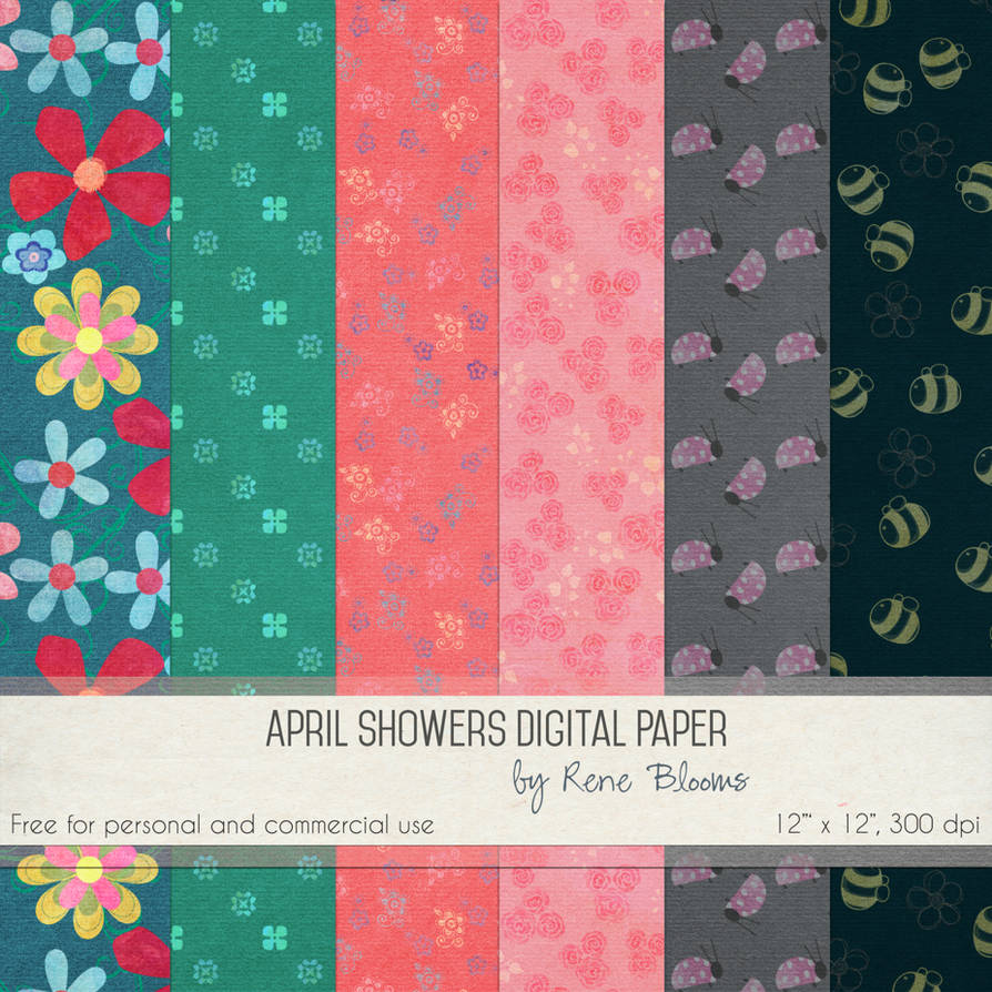 April Showers Digital Paper by Rene Blooms by SunnyFunLane on DeviantArt