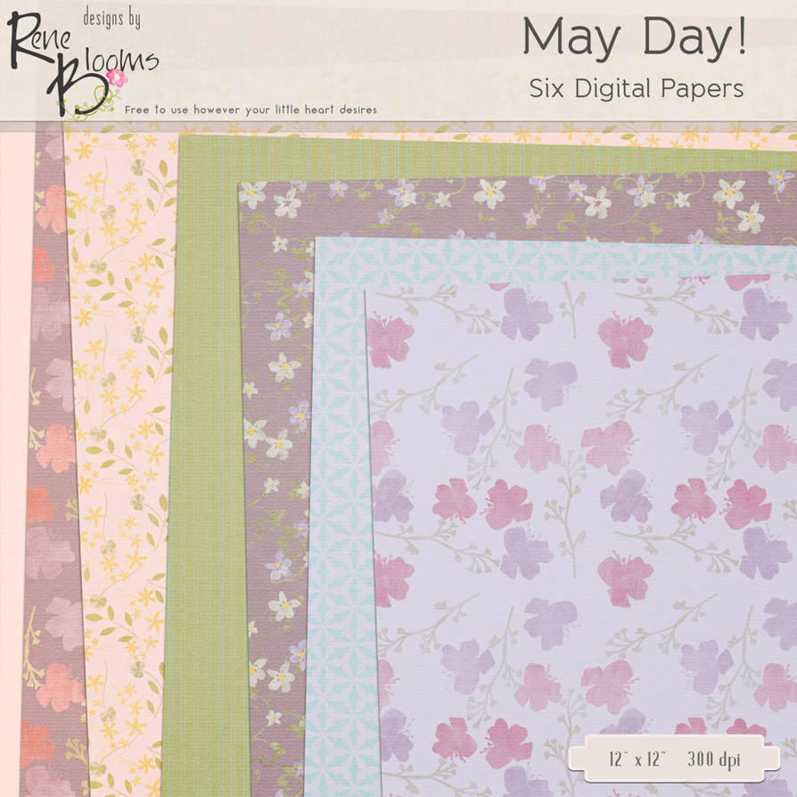 FREE Digital Paper Pack May Day by Rene Blooms by SunnyFunLane on ...