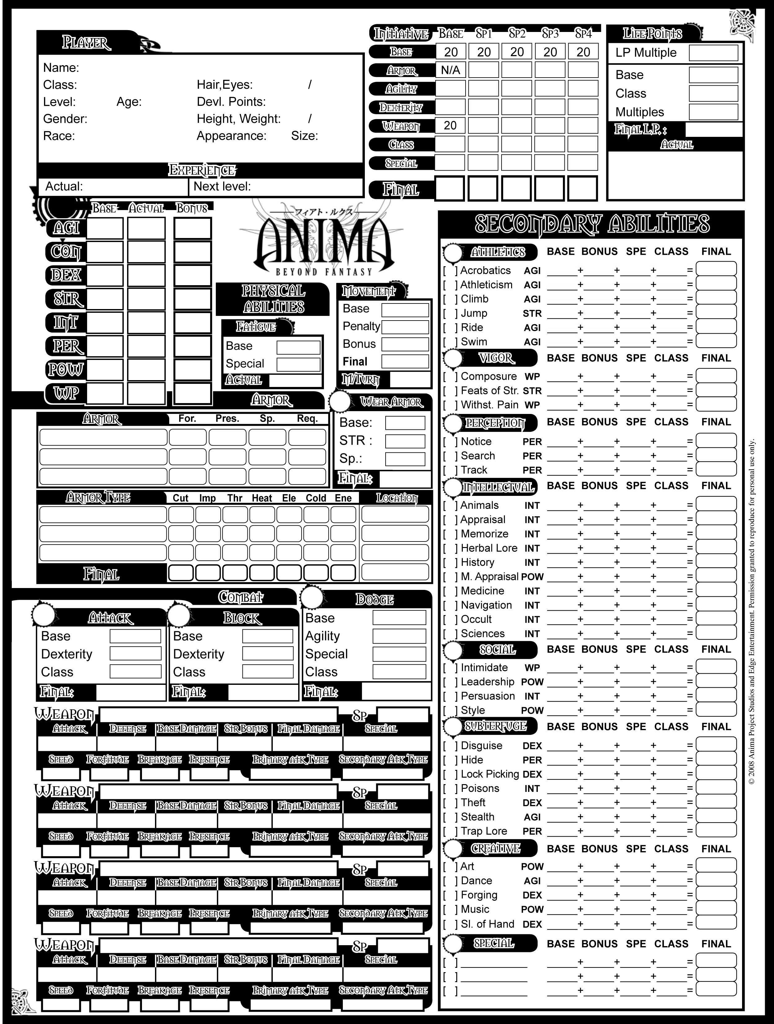 Anima Character Sheet by Squalllloire on DeviantArt