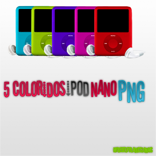 5 Coloridos Ipod nano PNG by MyBeutifulAdiccionMC on DeviantArt