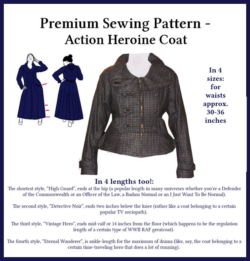 Premium Sewing Pattern - Action Heroine Coat by StarValkyrie on DeviantArt