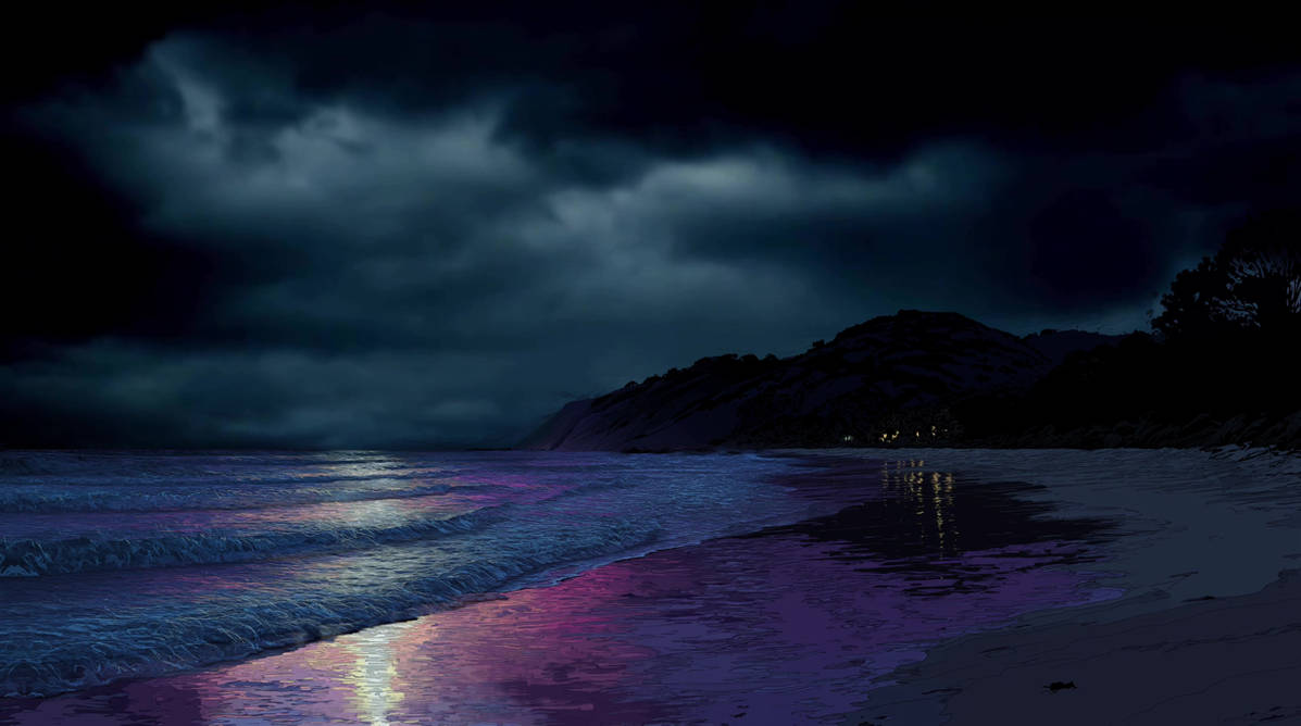 Moonlit Shoreline in Violet Haze by InfiniteVisualArt on DeviantArt