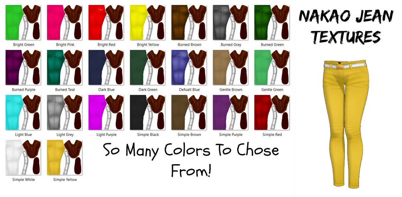 MMD Textures - Nakao Jeans - Big Color Package by Chee-shep on DeviantArt