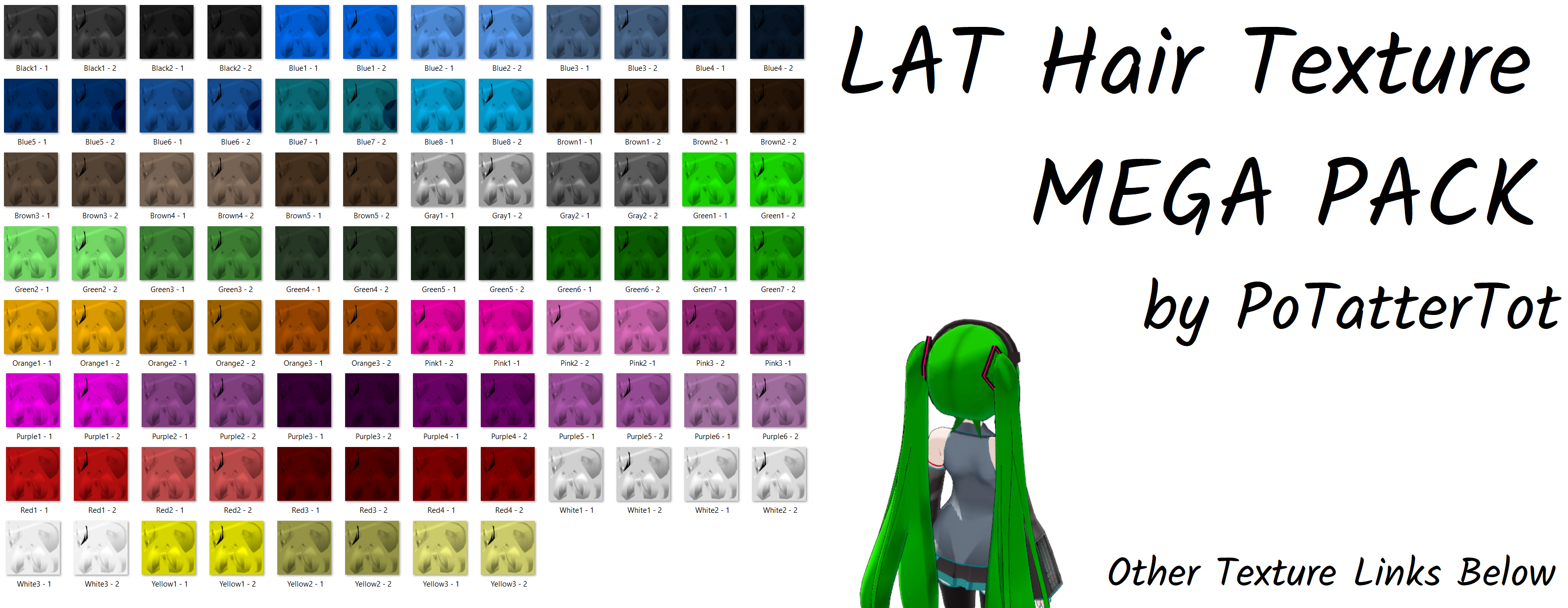 LAT Mega Hair Texture Pack (Miku Ver.) by Chee-shep on DeviantArt