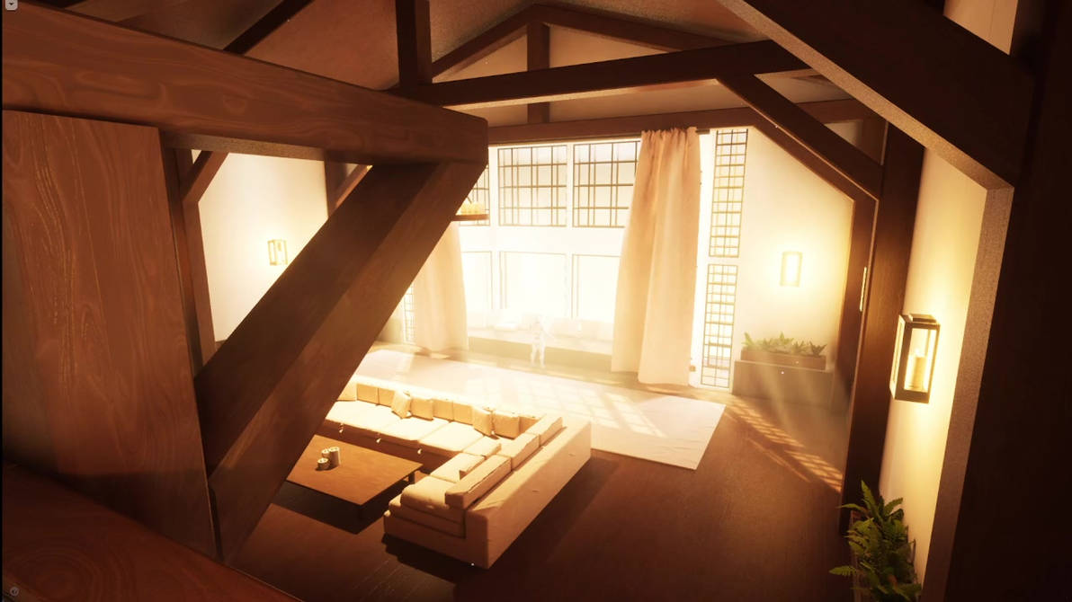 Cabin (UE4) Living Area from 2nd Floor View by iKATSUMEi on DeviantArt