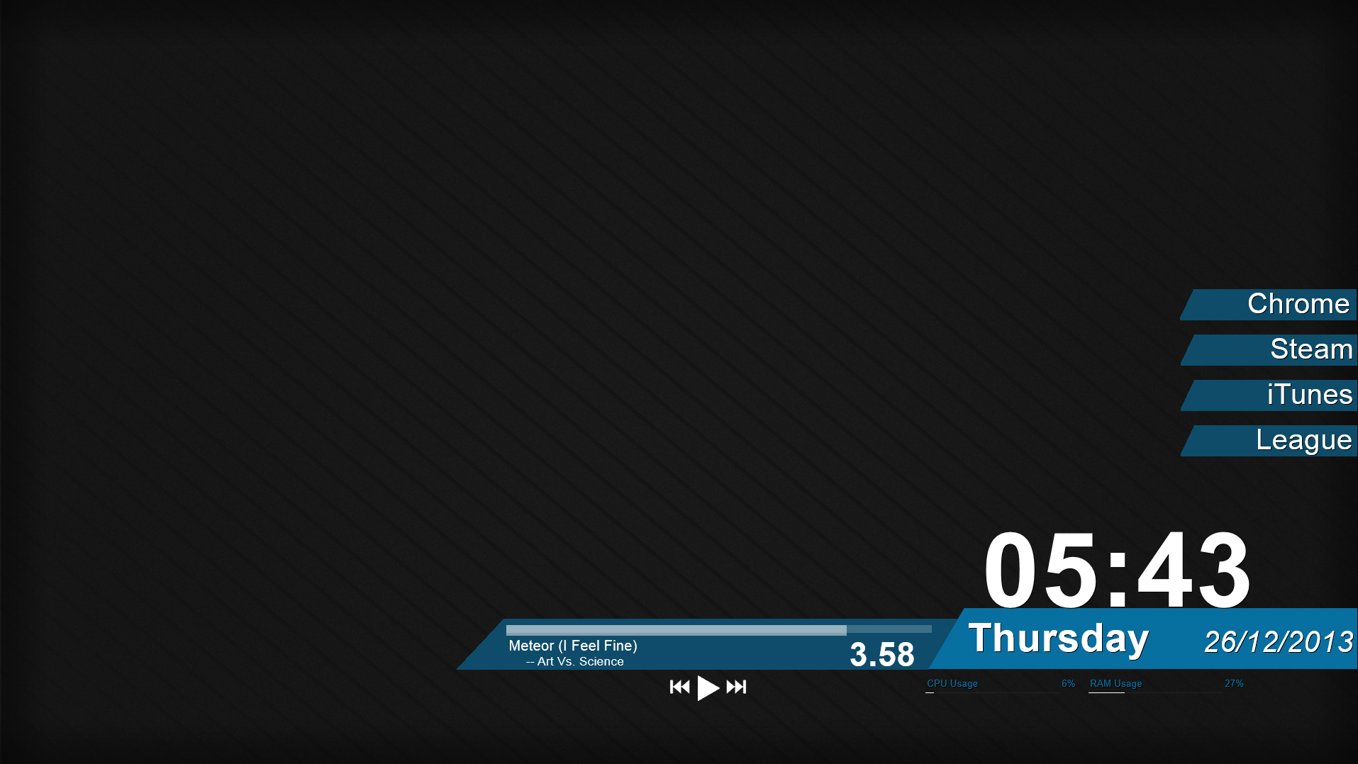 Blue and Purple Rainmeter desktop by DigitalHAdams on DeviantArt