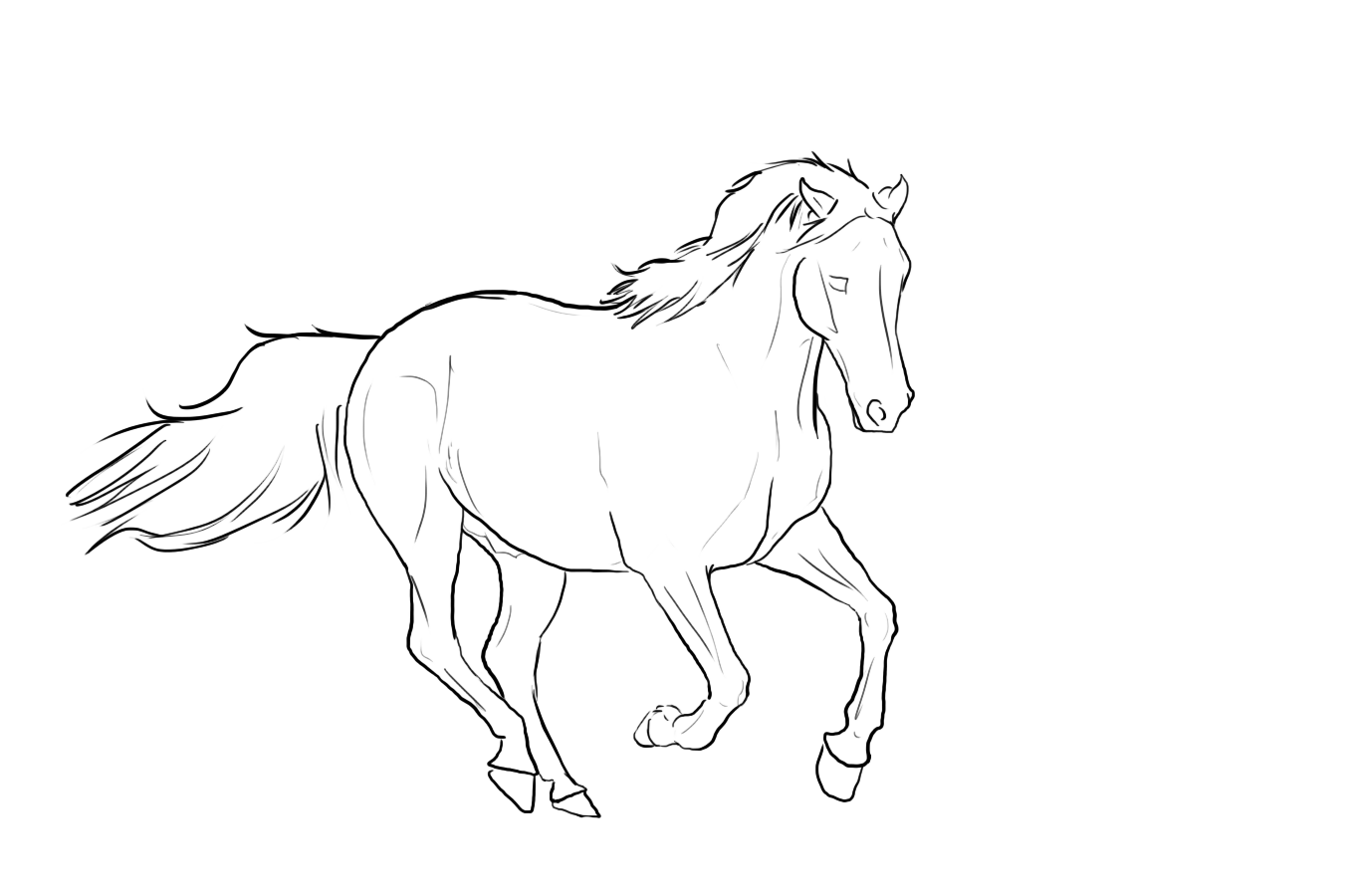 Horse Cantering Drawing