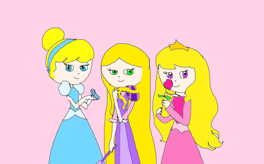 Cinderella, Rapunzel, and Aurora by Kirakiradolls on DeviantArt