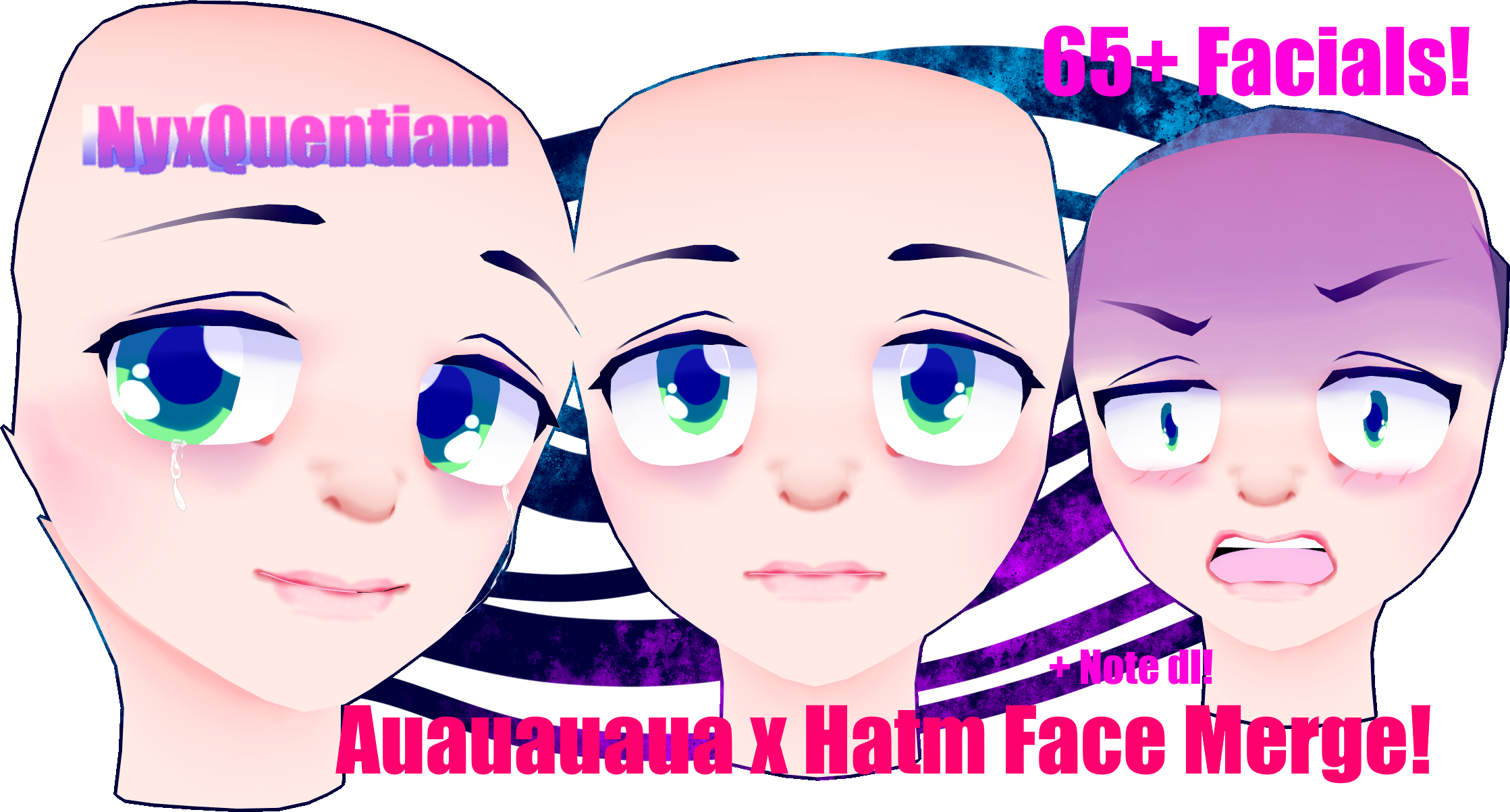 MMD| AuauauauaXHatM Face Merge +Note dl! by NyxQuentiam on DeviantArt