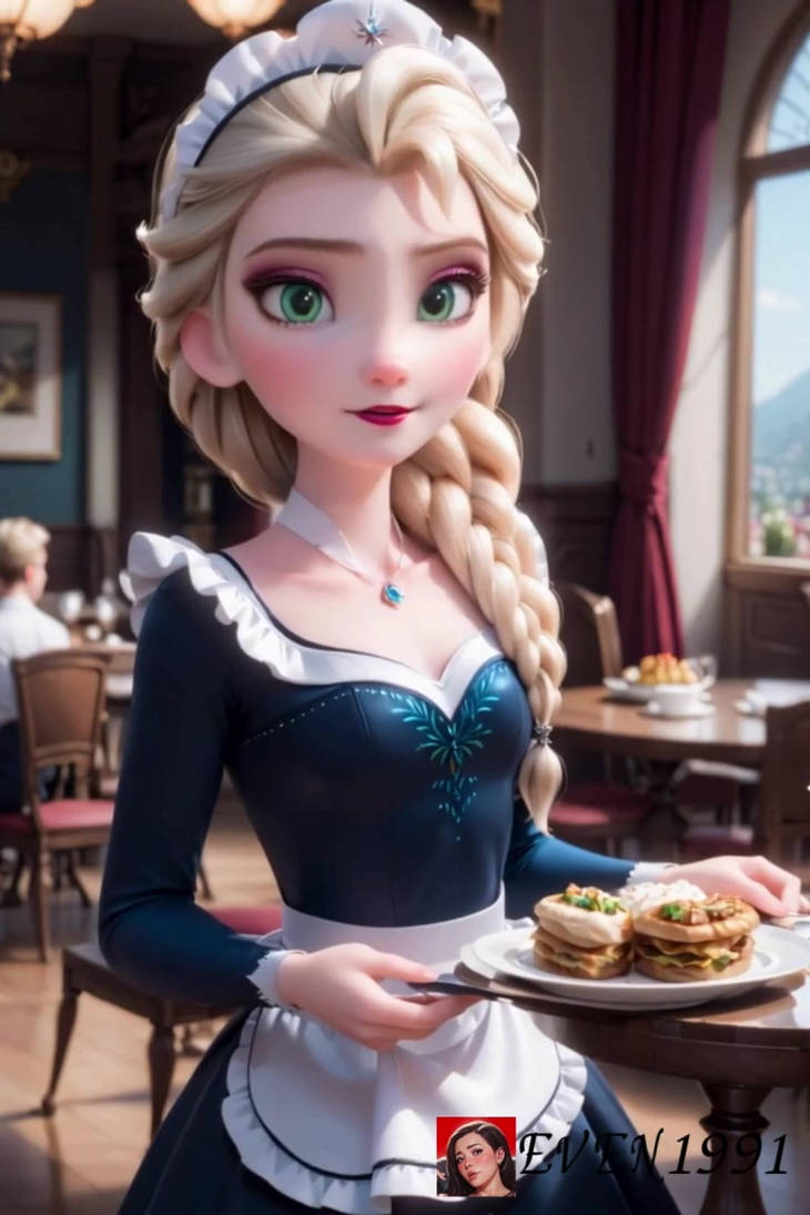 Icy queen working as a waitress by Even1991 on DeviantArt