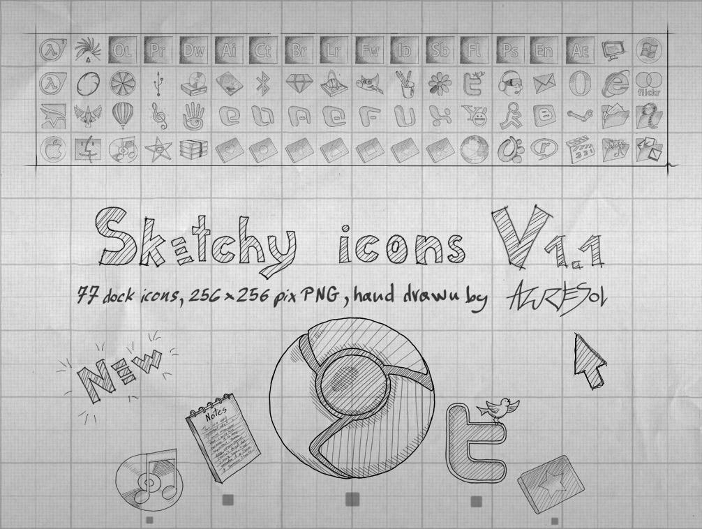Sketchy Icons v 1.1 by AzureSol on DeviantArt