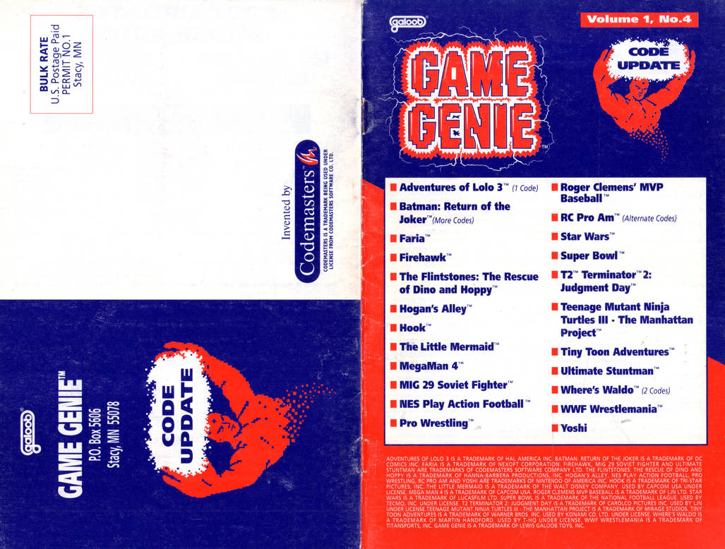 Game Genie Update CodeBook V1N4 (To Print) by patomite on DeviantArt