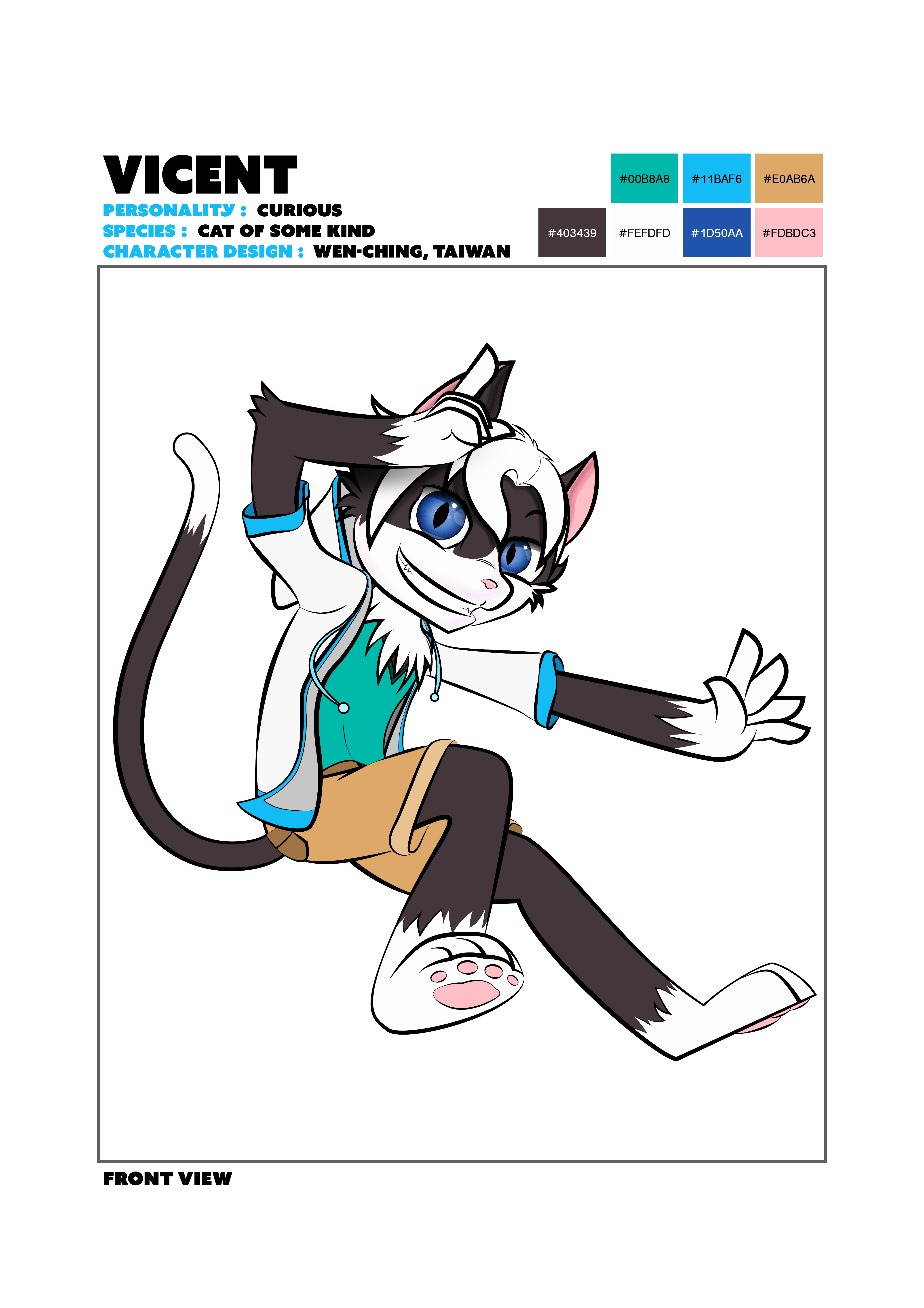 Reference sheet of my fursona front view by vincent31010 on DeviantArt